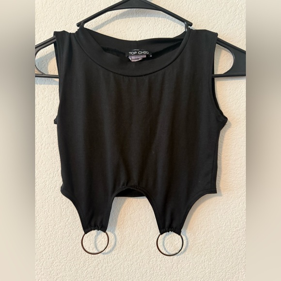 top chic | Tops | 4 For 25 Black Crop Top With Metal Rings | Poshmark
